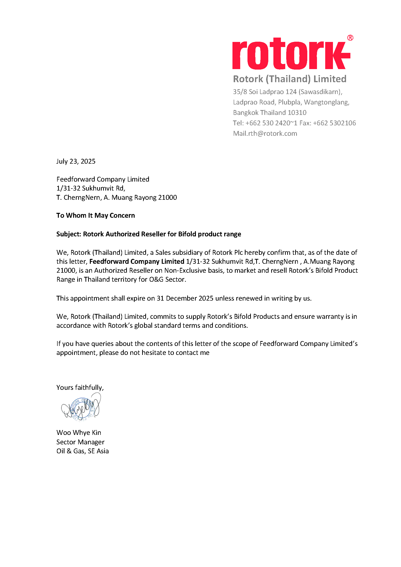 Rotork Authorized Reseller – Bifold - Feedforward